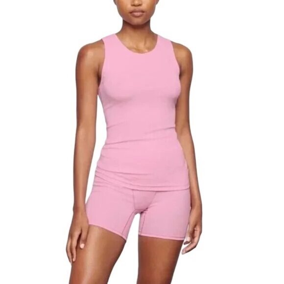 SKIMS | Tops | Skims Cotton Rib Long Tank Bubblegum Large | Poshmark